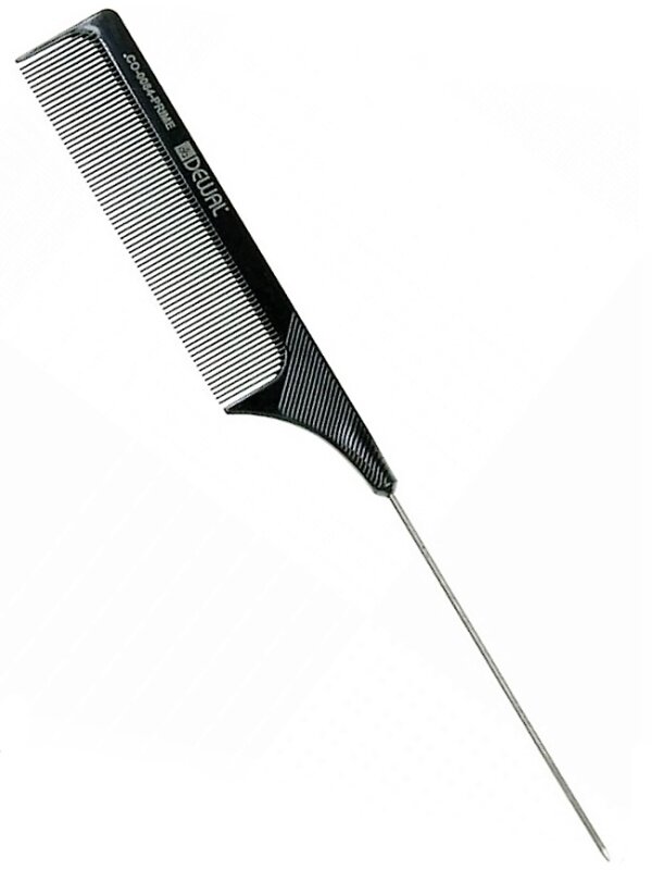 Расческа DEWAL Cosmetics PRIME, с металлическим хвостиком, 21см, антистатическая, черная