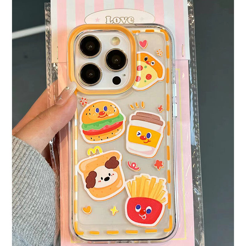 Чай Burger milk tea, для чехлов Apple 15/14/PROM MAX, прозрачный, гамбургер с молоком и чаем