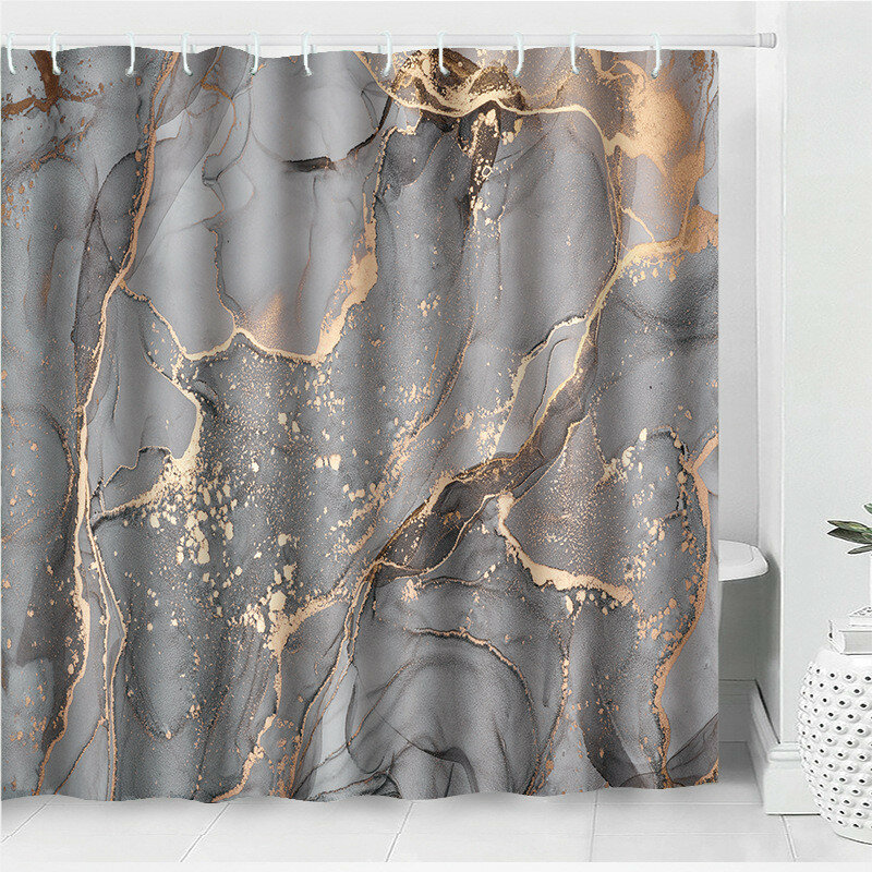 Marble pattern shower curtain with waterproof fabric for bathroom refresh 180x200cm