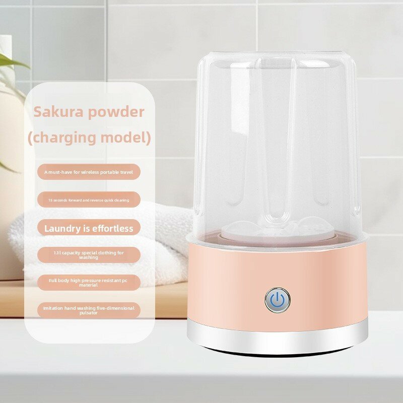 Мини портативная стиральная машина с uv стерилизацией для детской одежды и нижнего белья розовая