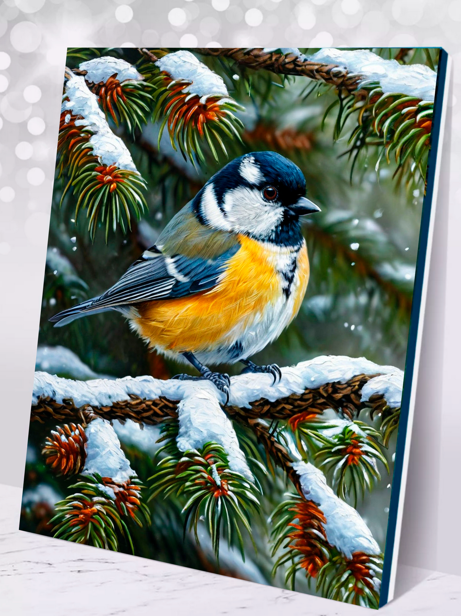 Картина по номерам 40х50 см "Синичка" хлопковый холст на подрамнике, акрил