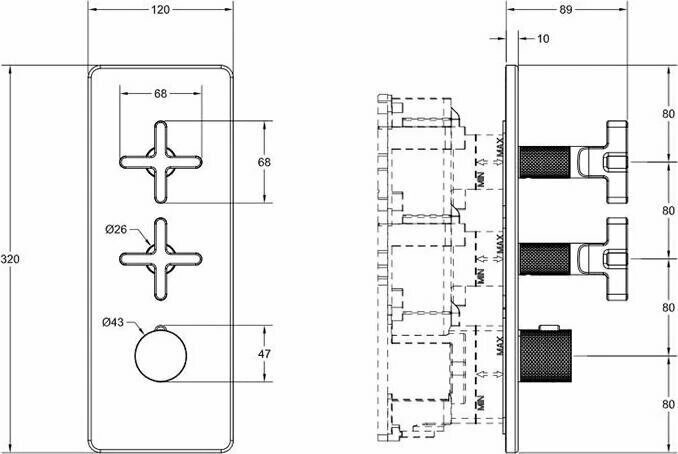 Смеситель для душа Gessi Inciso 58224#299 термостатический, nero XL