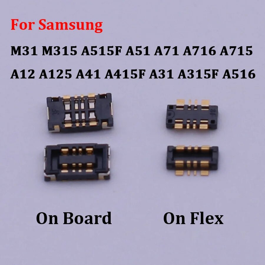 2-10 шт. для Samsung Galaxy M31 M315 A515F A51 A71 A716 A715 A12 A125 A41 A415F A31 A315F A516 Гибкий аккумулятор FPC Разъем Each 5pcs