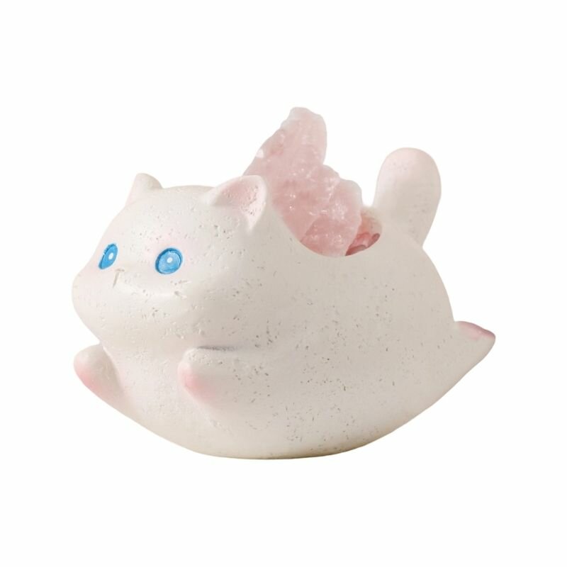 (1 шт) Статуэтка Милая кошка (белая кошка, розовый хрусталь)