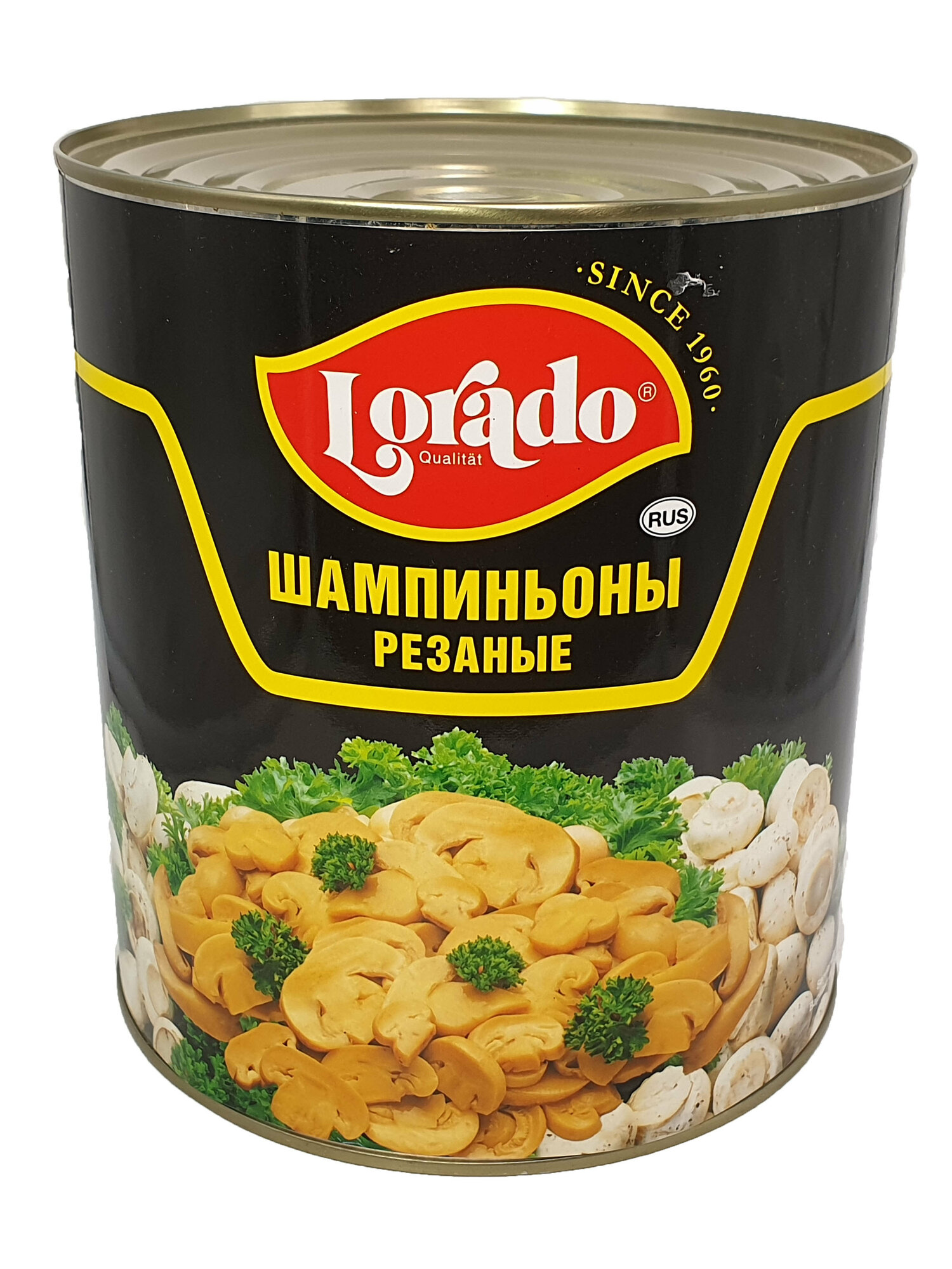 Шампиньоны резаные консервированные "Lorado" в большой банке, 3100 мл