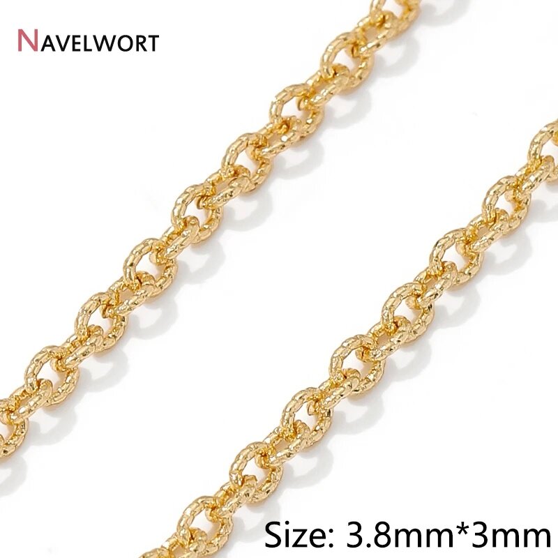Кубинская цепочка NAVELWORT, 14K gold plated, 3.8*3mm