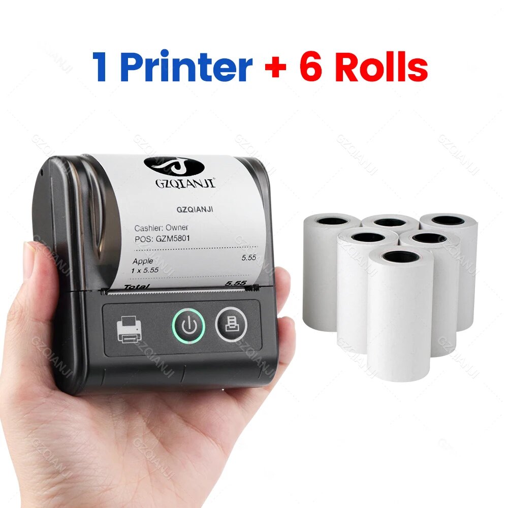 Карманный термопринтер 58 мм, мини-принтер чеков Bluetooth, беспроводная мобильная машина для банкнотных билетов для малого бизнеса Impresora