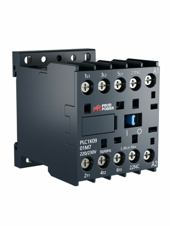 Миниконтактор Prompower PLC1K0901M7 серии Pulse, ток 9А, 3 полюса, доп контакт 1НЗ, катушка 230AC