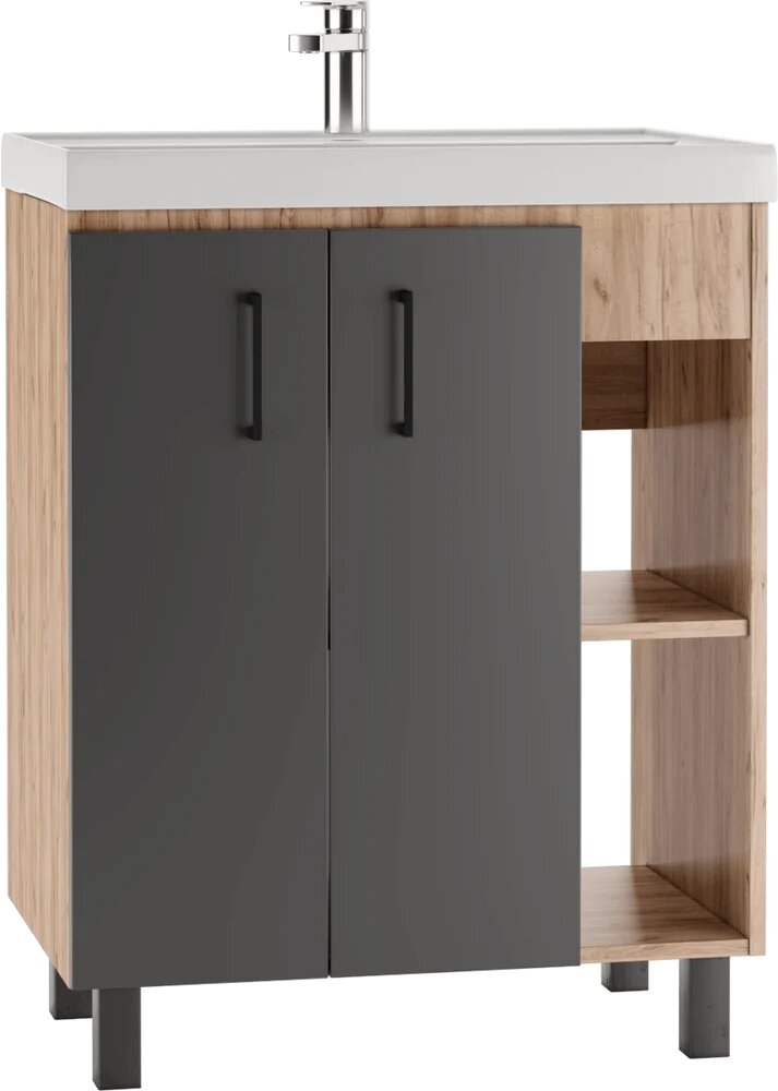 Тумба с раковиной Домино Craft 70 дуб вотан, графит