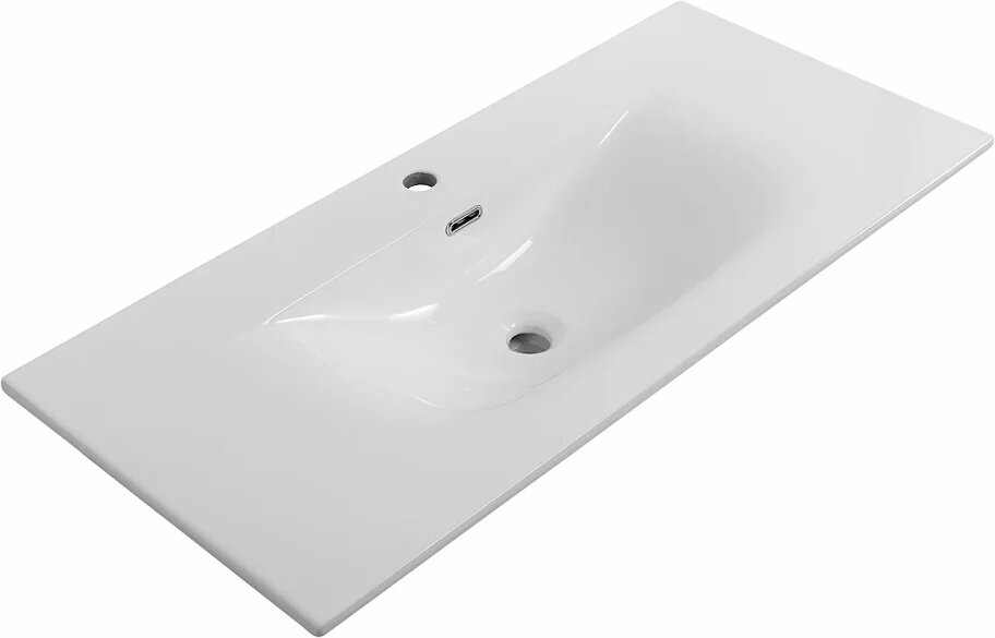 Мебельная раковина BelBagno BB-8099-100 фаянсовая, раковина для ванной, со сливом-переливом, белая, прямоугольная