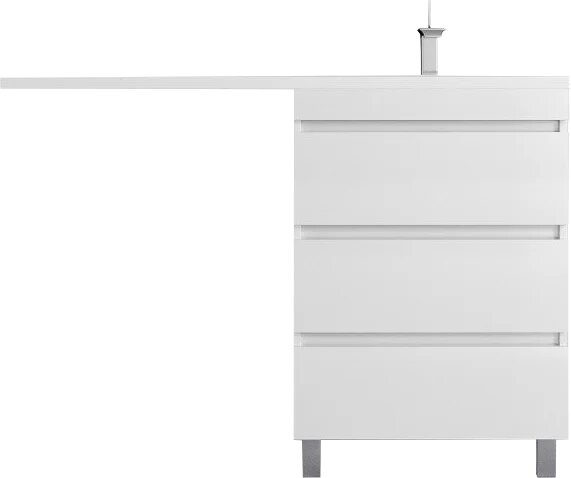 Тумба с раковиной Style Line Даллас Леон 120 R под стиральную машину, напольная, 120,2 см, белая, глянцевая, из МДФ, с ящиками, раковина для ванной, из искусственного камня, прямоугольная, с сифоном