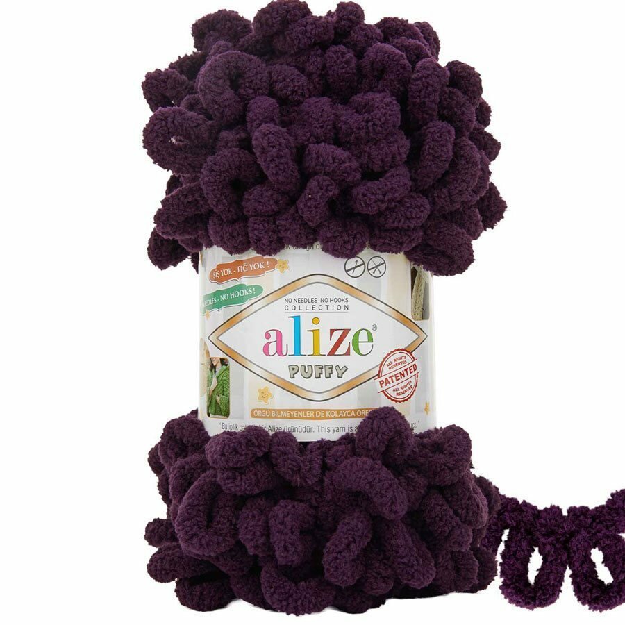 Пряжа Alize PUFFY 986 т. фиолетовый (5 мотков)