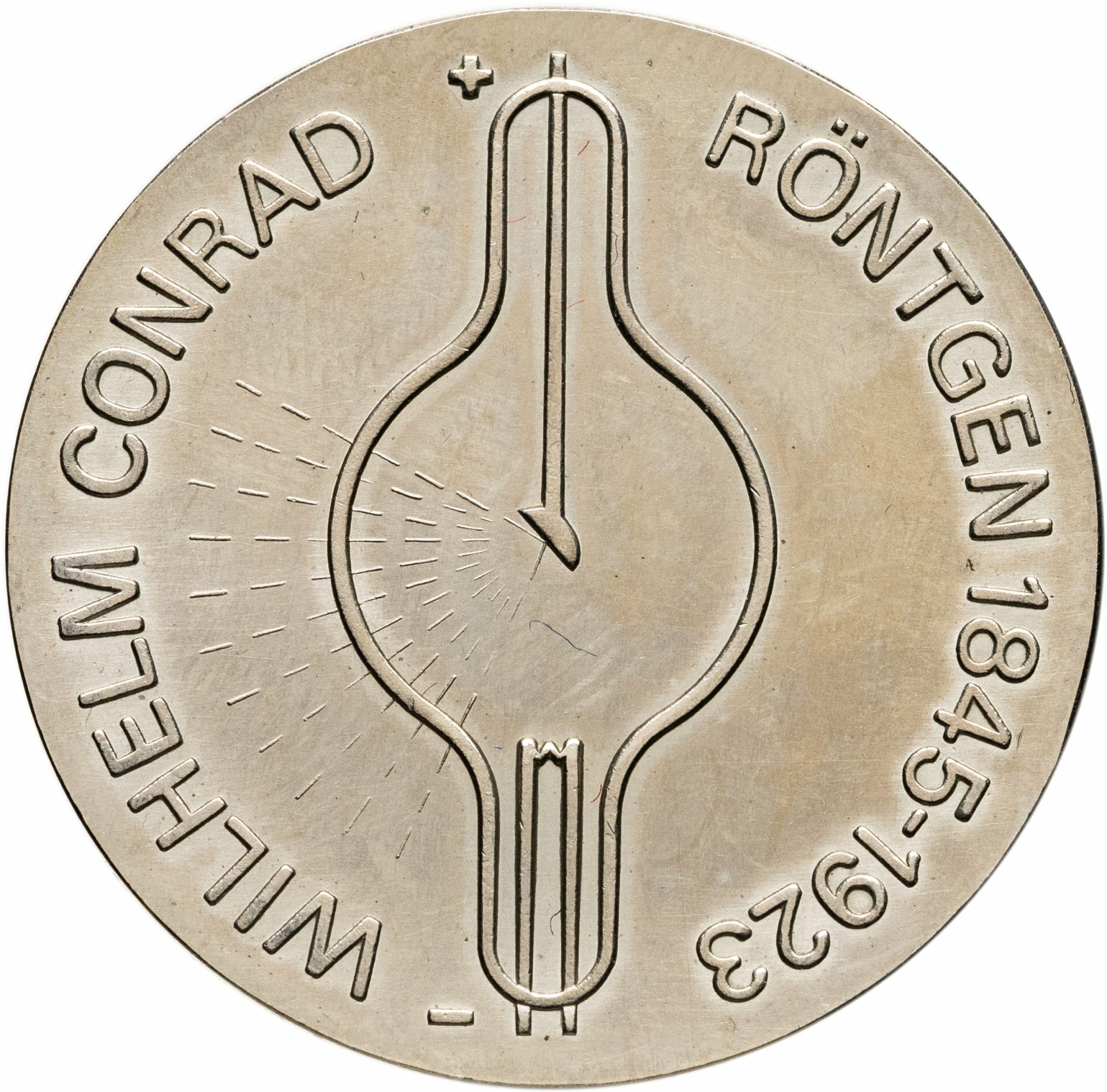 Германия ГДР 5 марок 1970 "125 лет со дня рождения Вильгельма Конрада Рентгена", Медь, в сохранности UNC