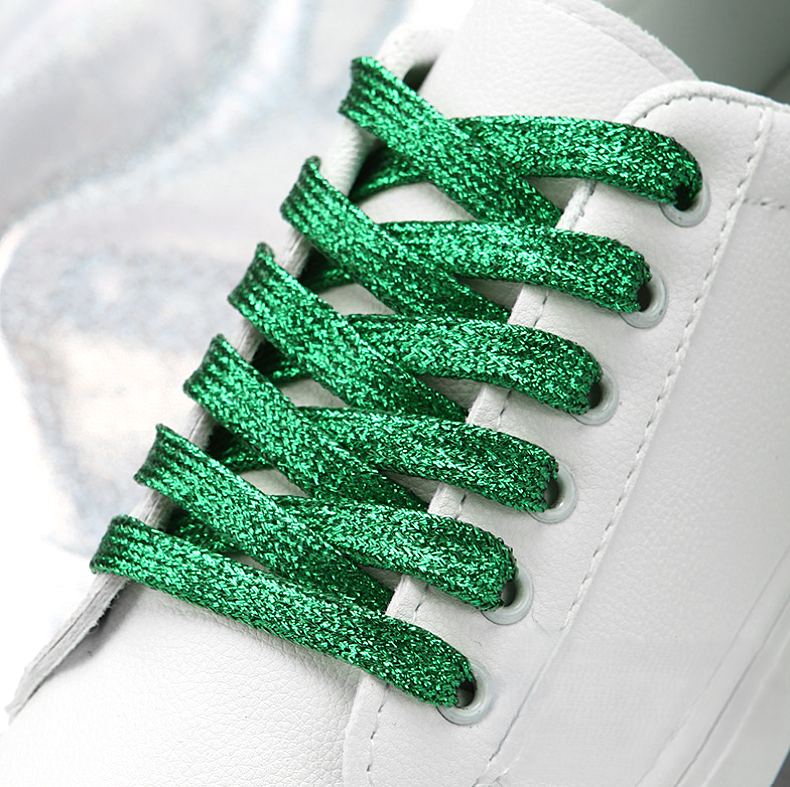 Яркие спортивные шнурки для обуви "Зеленые блестки"/ 1 пара шнурков / 120 см