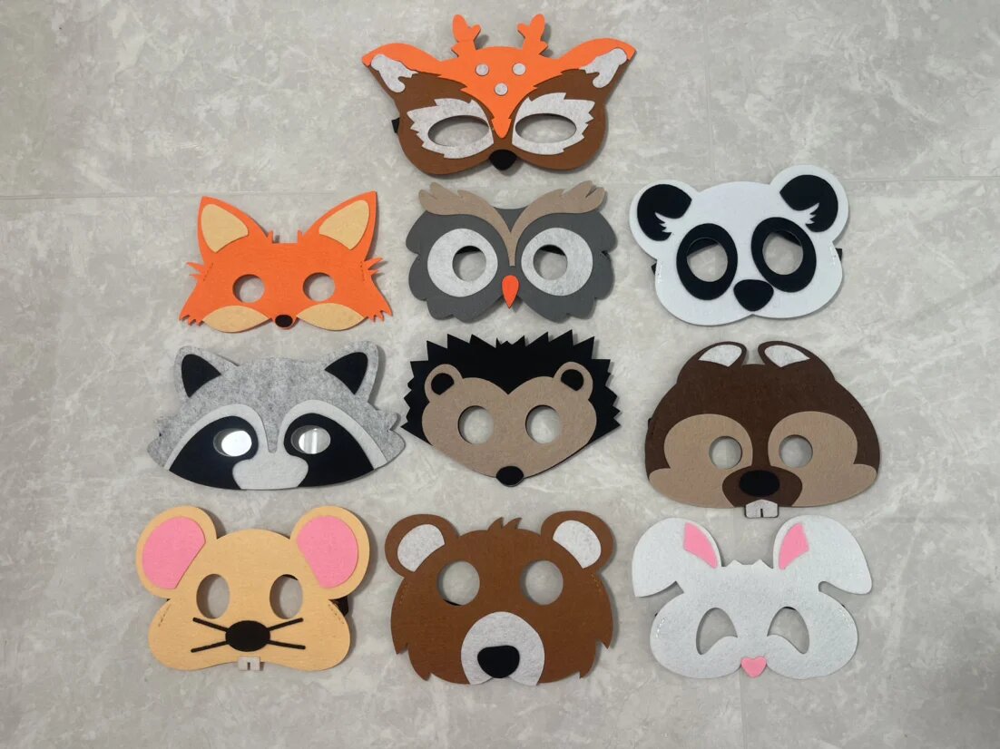 Детская фетровая маска животного из джунглей 10pcs