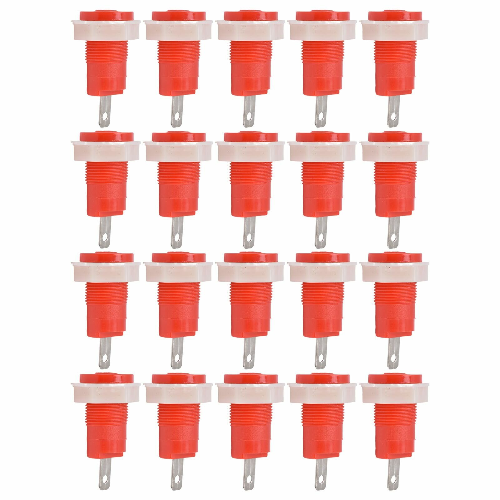 20 медных клеммных колодок с разъемом типа "банан" диаметром 4 мм, предохранительный тип, заземляющий столбик, приваренный сзади, красный