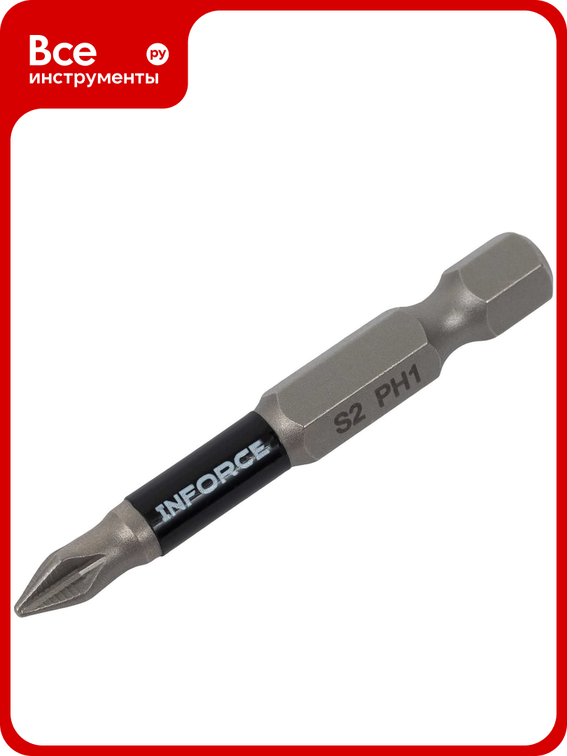 Биты PH1 10 шт Inforce 11-01-381 односторонние магнитные бит для шуруповерта из стали S2 с хвостовиком 1/4 типа