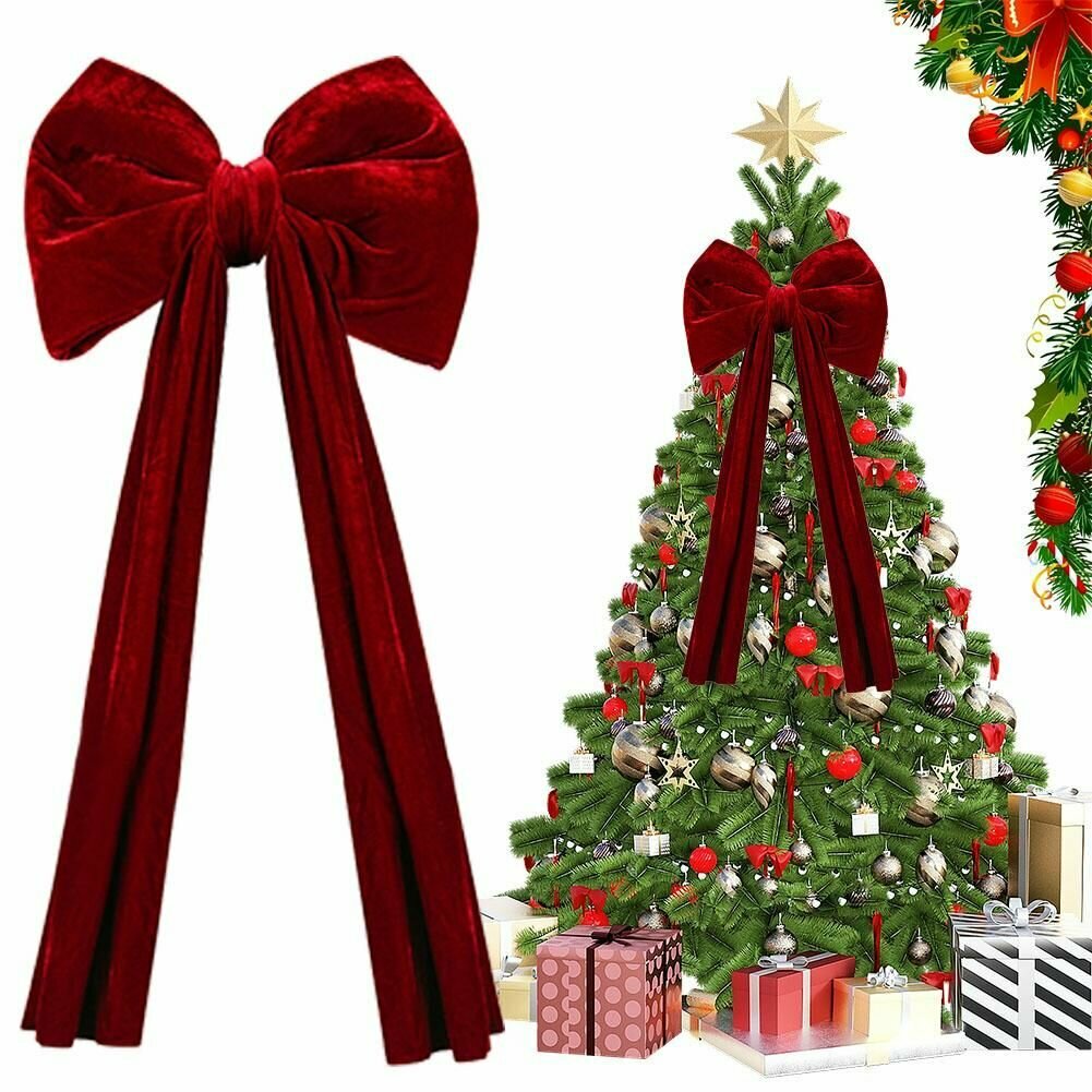 Большой рождественский бант 80x40 см для украшения окон и дверей
