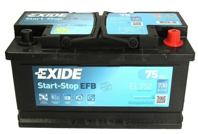 Автомобильный аккумулятор EXIDE EFB EL752 315x175x175