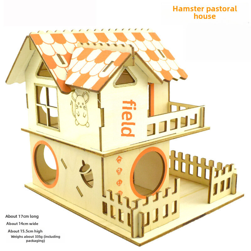 Домик-клетка "Загородный домик", для хомяка, цельное дерево, оранжевый