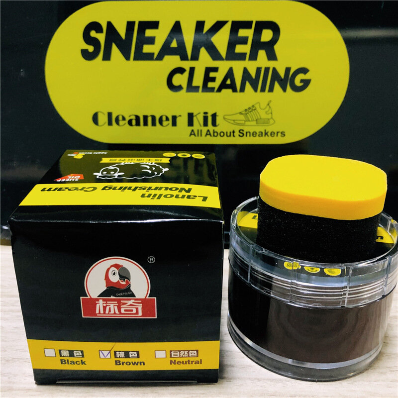 Крем для обуви, ланолиновый, питательный, для кожаной одежды, черный, бесцветный