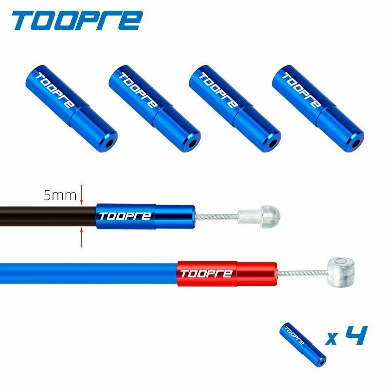 Наконечники оплетки тормоза TOOPRE, синий цвет, 4 шт, 5 мм