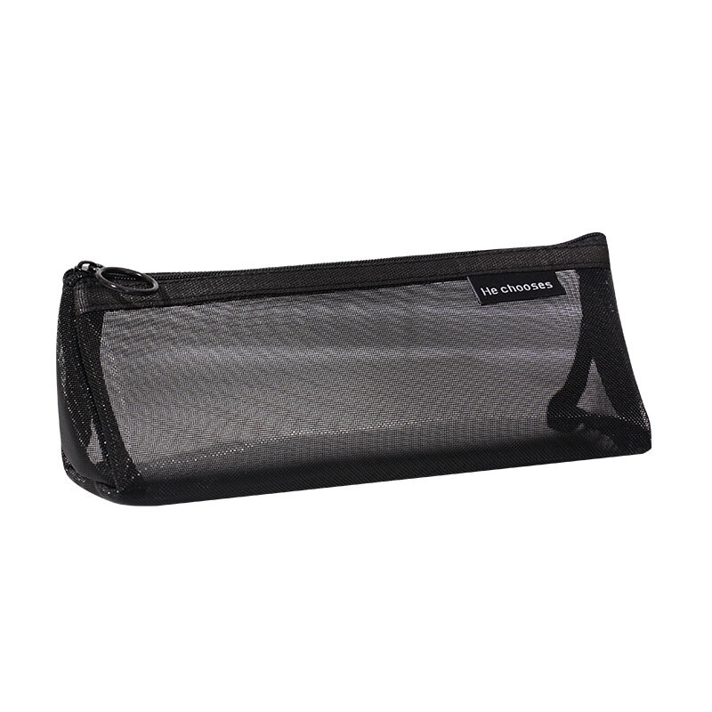 Простой прозрачный сетчатый пенал треугольной формы с большой вместимостью для ручек, нейлоновый органайзер для канцелярских принадлежностей для школы, офиса, подростков, 19,5 x 7,5 x 3,5 см