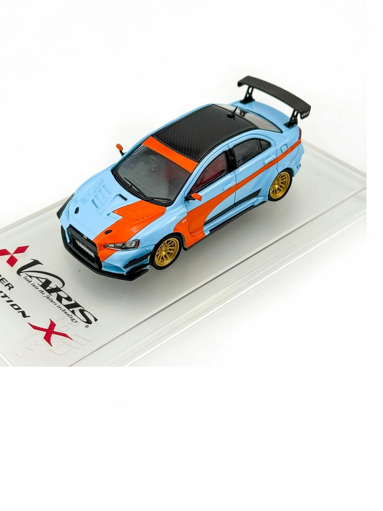 Машинка CM Model 1/64 Mitsubishi Varis modified to Lancer EVO X Blue Orange Die-cast Alloy Car Model Collection Toy Gift