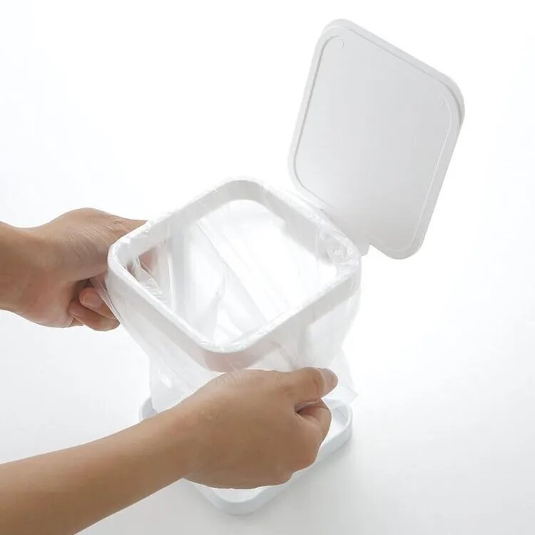 Портативный держатель для мешка для мусора, держатель для мешка для мусора, металлическая стойка, декор, органайзер-раскладушка, мусорное ведро для рабочего стола, домашнего офиса, кухни, white