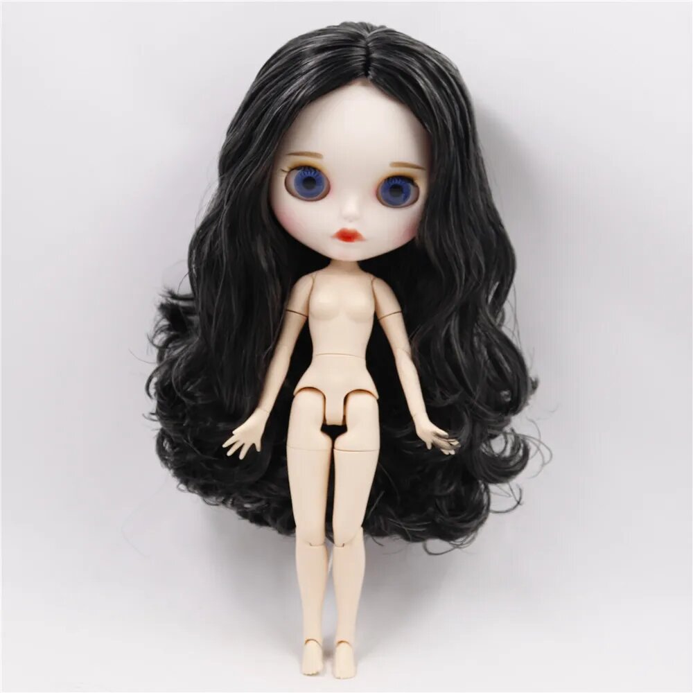 Кукла блайз шарнирная, белая, черная, темная кожа, nude doll, 30cm, Женский