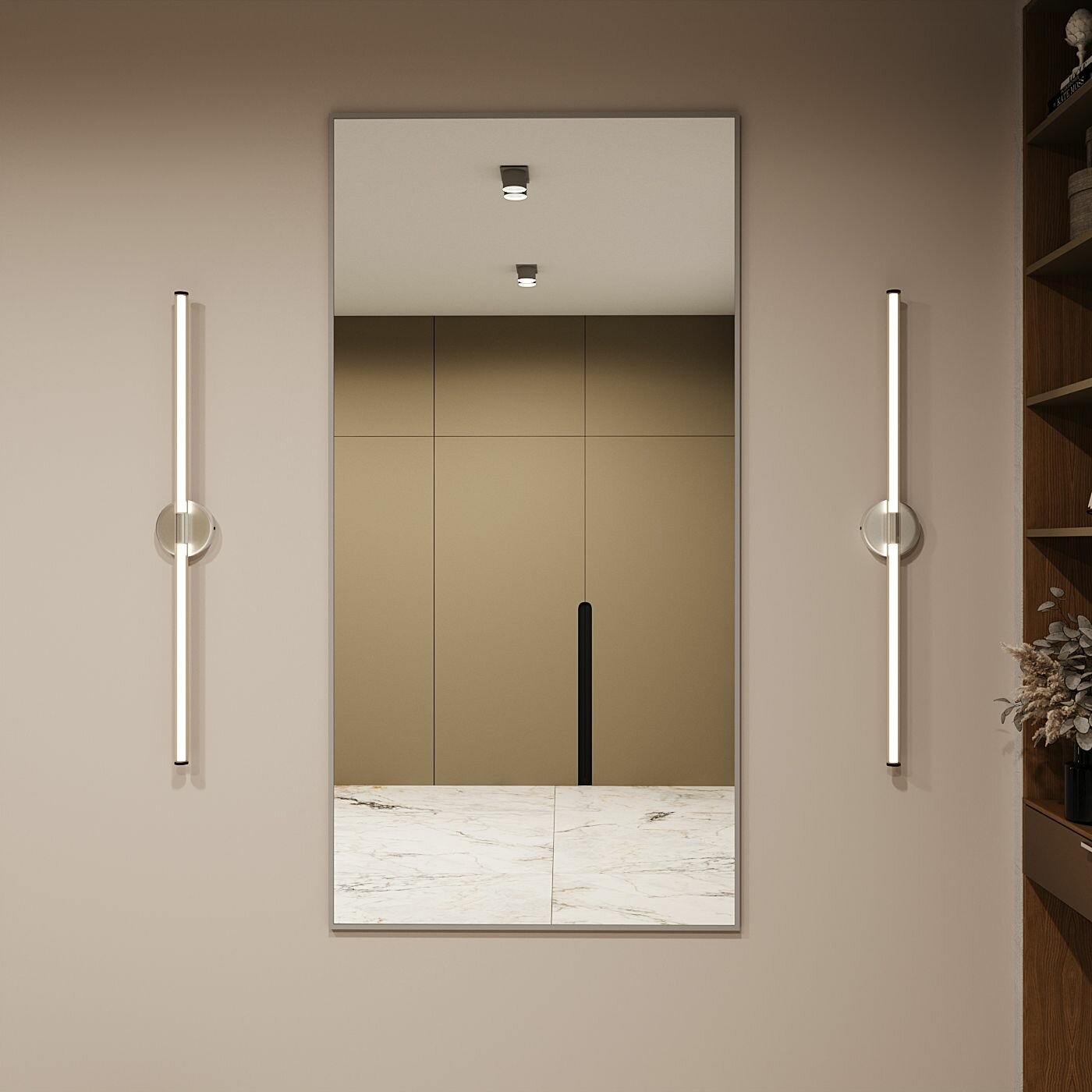 Зеркало настенное 170х80 см. BLX MIRROR интерьерное в алюминиевой раме, Серебро