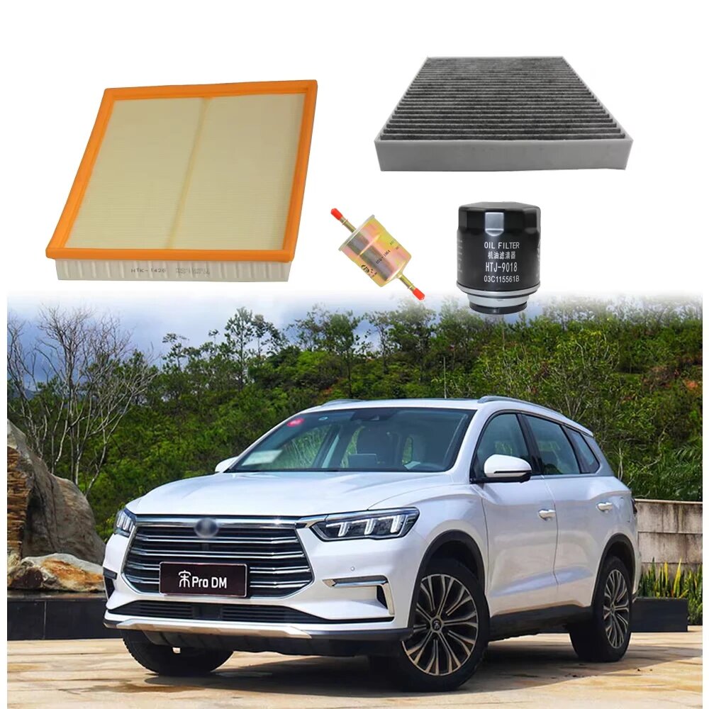 Набор фильтров из 4 шт. для BYD SONG Pro DM 1.5T 2019 2020 2021 A/C, салонный двигатель, воздушный топливный масляный фильтр, комплект автомобильных аксессуаров HAD- 1109211, 4pcs Set