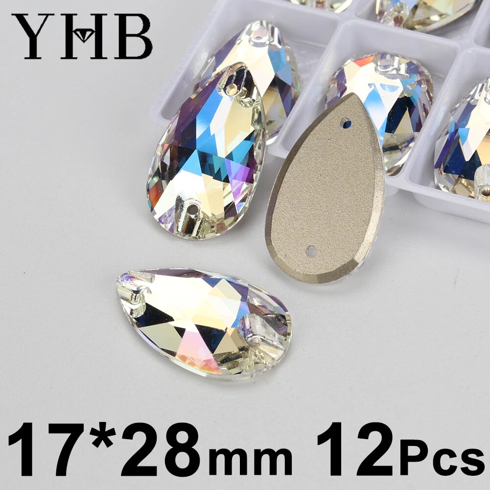 Стразы YHB Drop 17X28mm, цвет Drop, 12шт