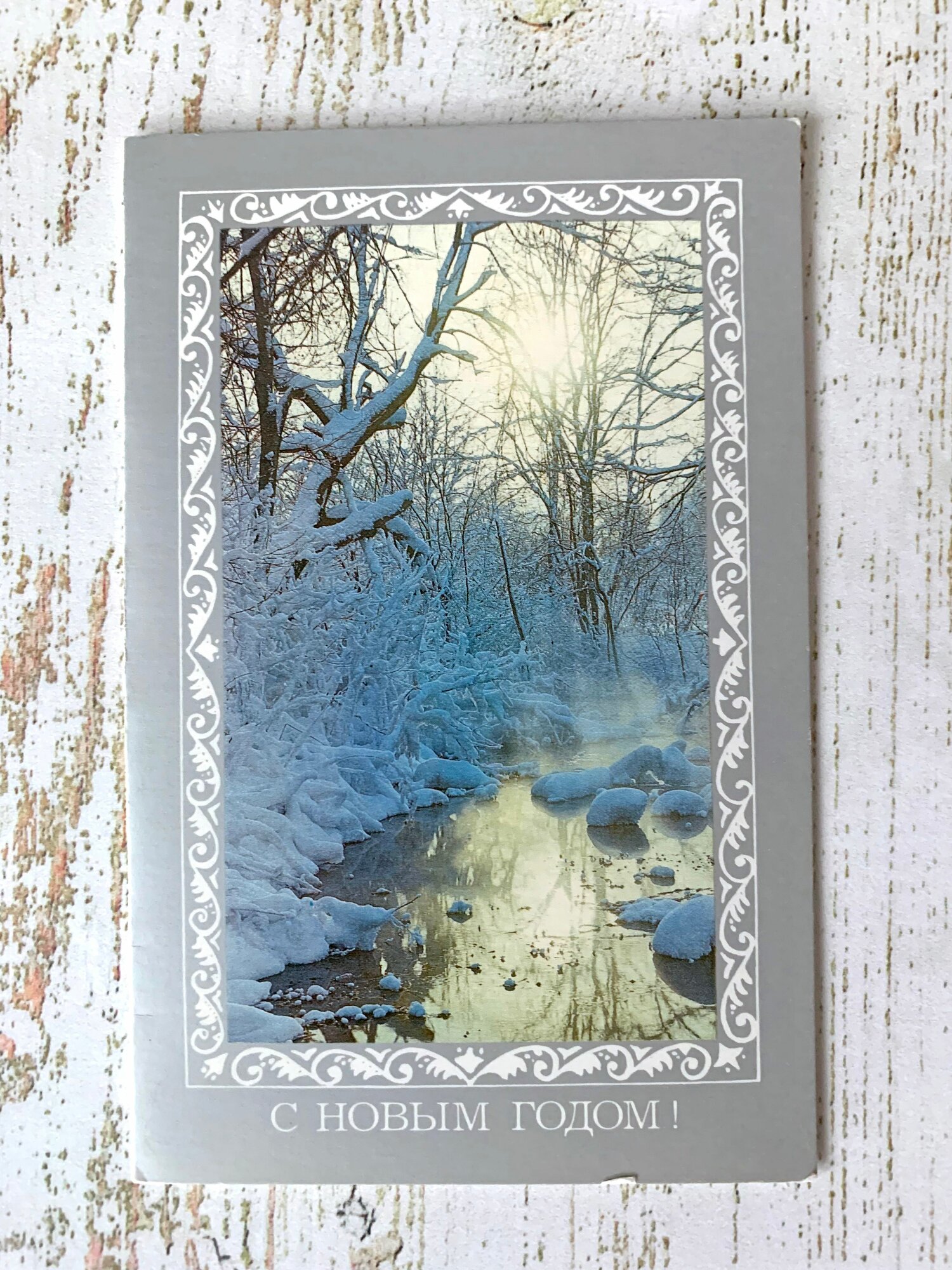 Открытка СССР. С Новым годом! Фото В. Жаворонкова. Художник Н. Реснянский. 1989 г.