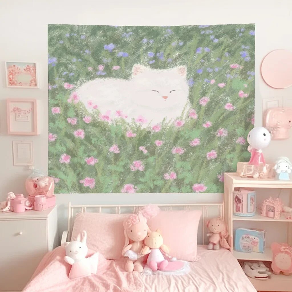Скандинавский гобелен с сердцем, полиэстер/хлопок, 150X200cm, Розовый