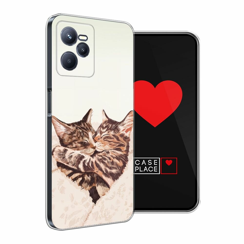 Чехол на Realme C35 / Реалми C35 с принтом "Влюбленные котейки - 14 февраля" — фото 1