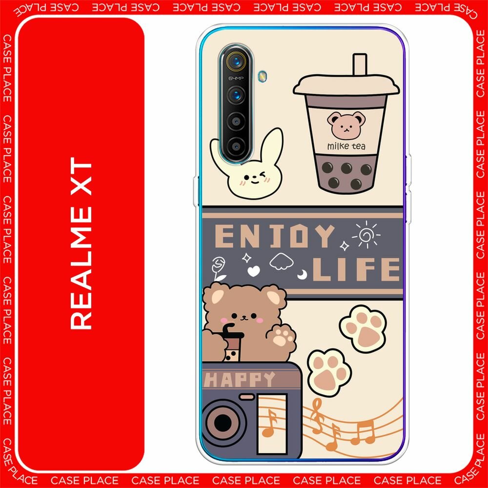 Силиконовый чехол на Realme XT / Реалми XT с принтом "Enjoy life 1"