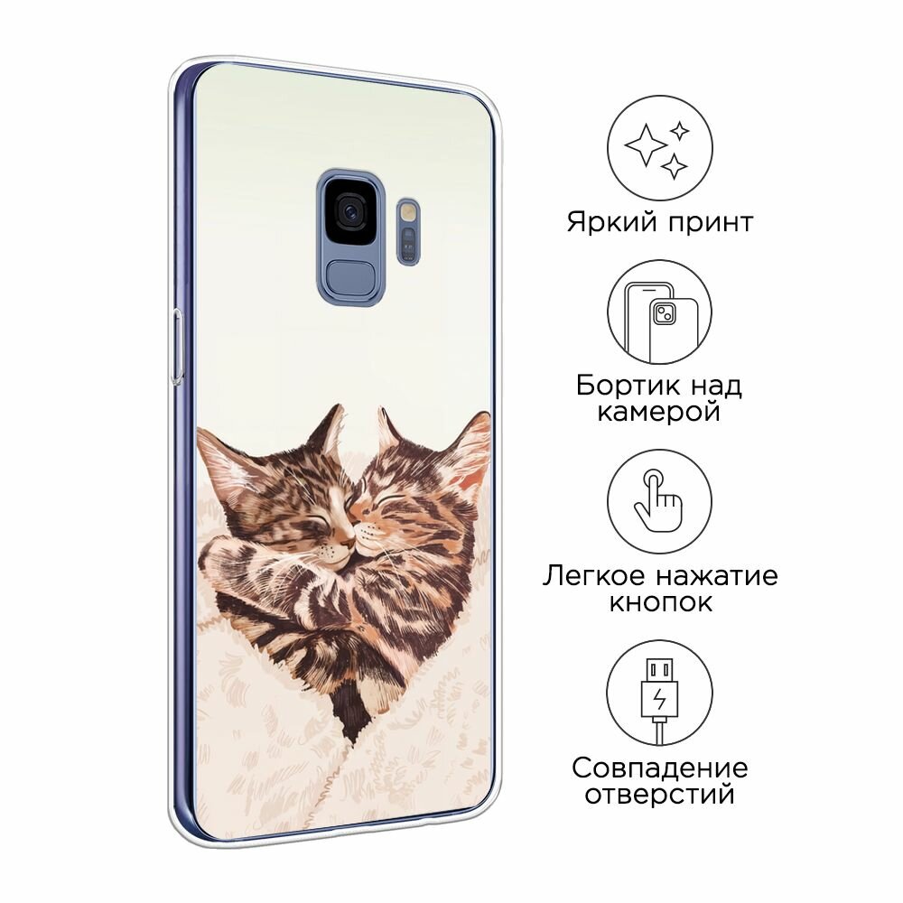 Чехол на Samsung Galaxy S9 / Самсунг Галакси С9 с принтом "Влюбленные котейки - 14 февраля" — фото 1