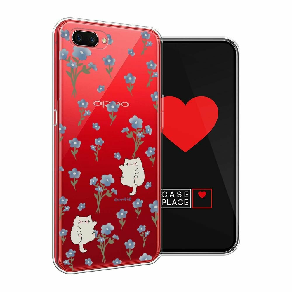 Чехол на Oppo A3s / Oppo A3s с принтом "Gentle cats", прозрачный — фото 1