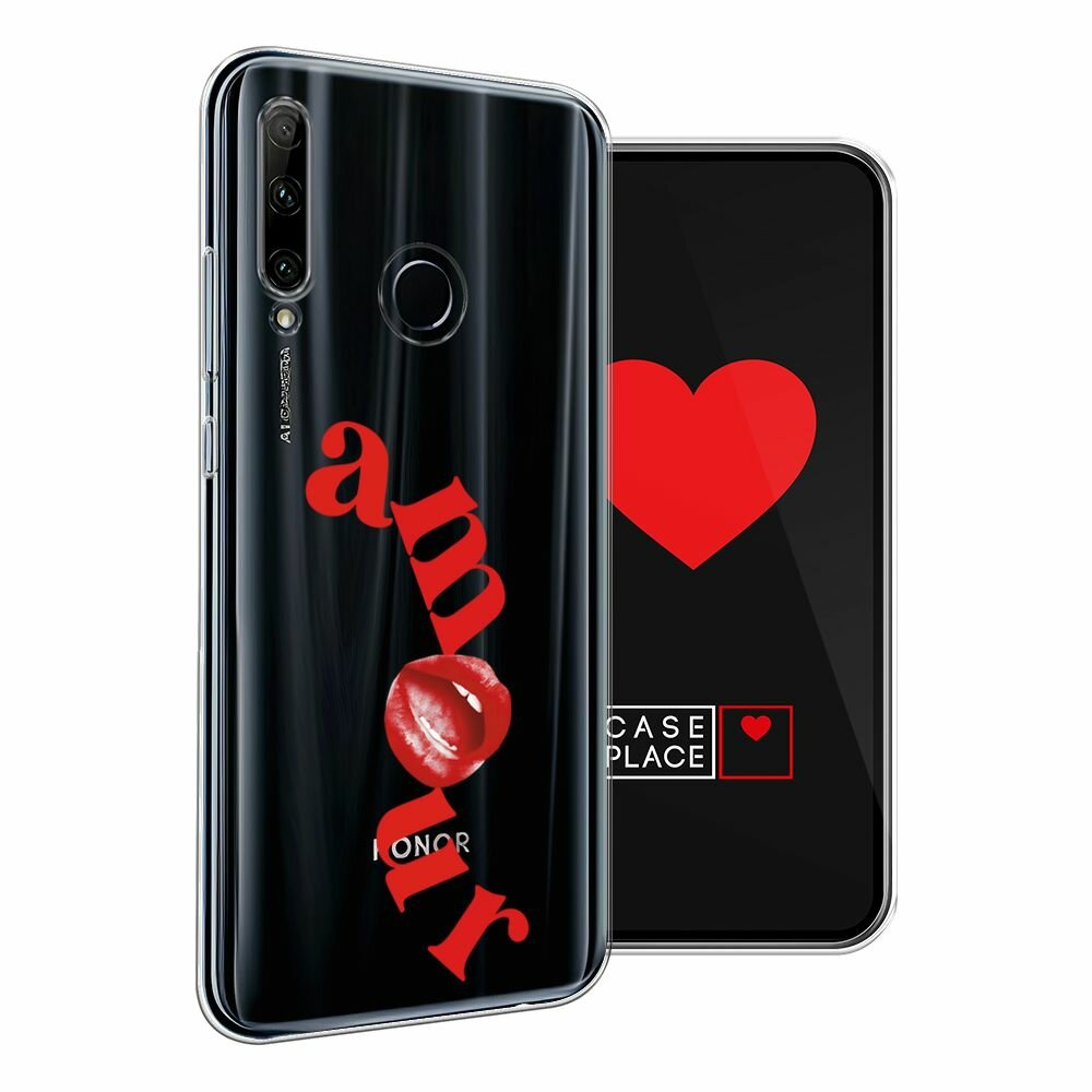 Чехол на Honor 10i/20 Lite 2019/20e/Huawei P Smart Plus 2019 / Хонор 10i с принтом "Amour lips - 14 февраля", прозрачный — фото 1