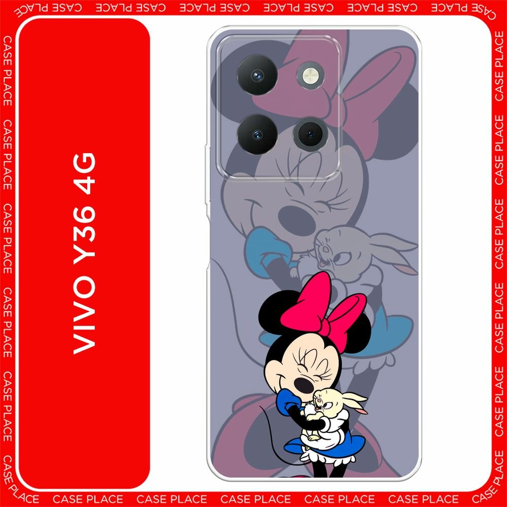 Чехол на Vivo Y36 4G / Виво Y36 4G с принтом "Минни с кроликом"