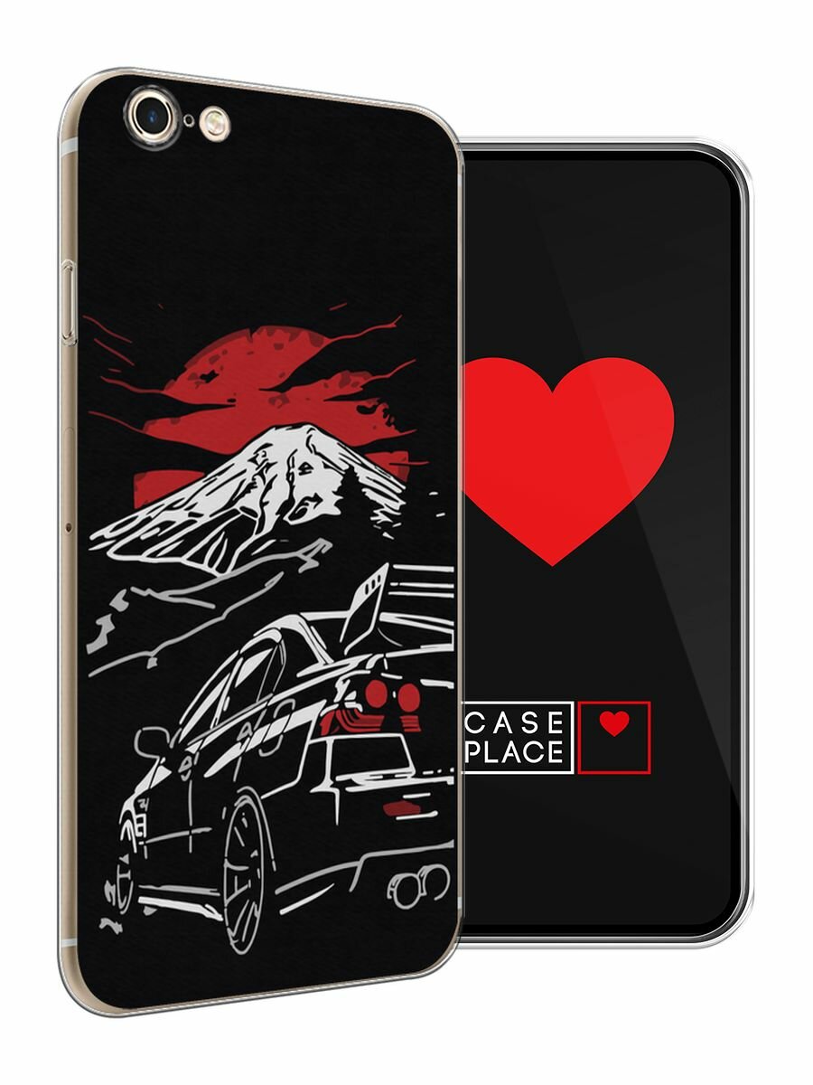 Чехол на Apple iPhone 6 Plus/6S Plus / Айфон 6 Плюс/Айфон 6С Плюс с принтом "Машина в горах JDM" — фото 1