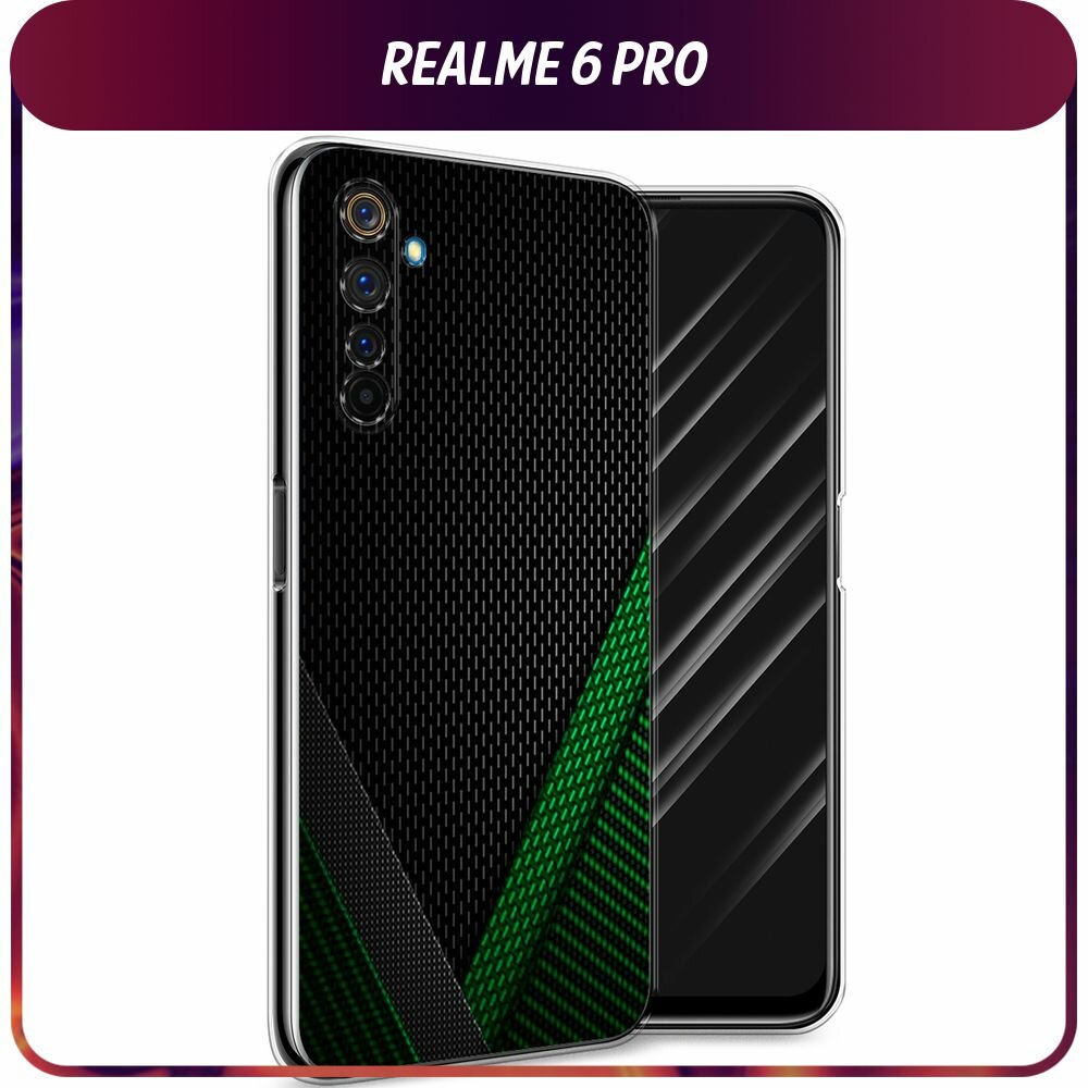 Чехол на Realme 6 Pro / Реалми 6 Про с принтом "Зеленый карбон"