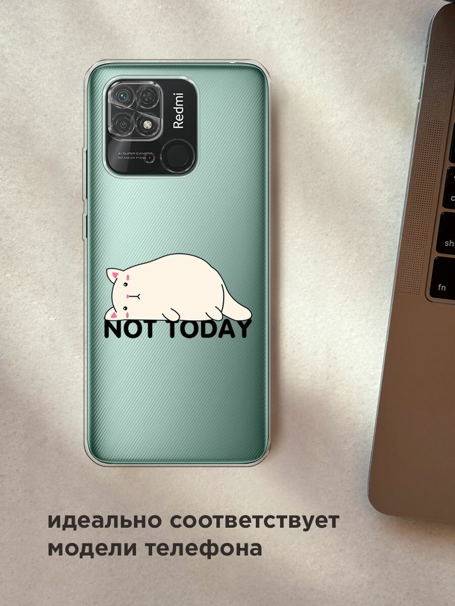 Чехол на Xiaomi Redmi 10C / Сяоми Редми 10C с принтом "Cat not today", прозрачный — фото 1