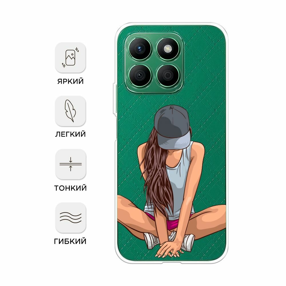 Чехол на Honor X8B / Хонор X8B с принтом Девушка в кепочке, прозрачный — фото 1