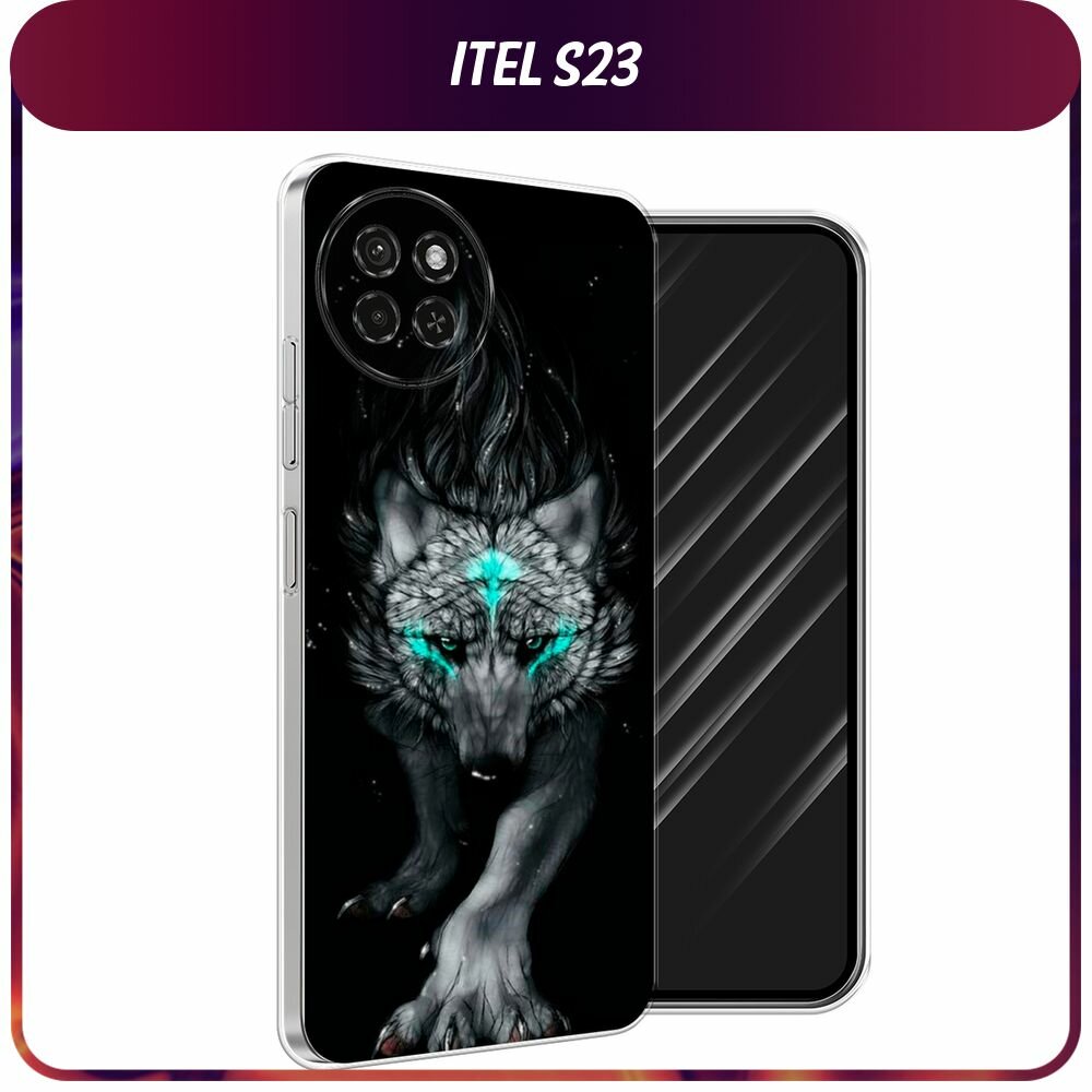 Силиконовый чехол на Itel S23 / Ител S23 с принтом "Крадущийся волк"