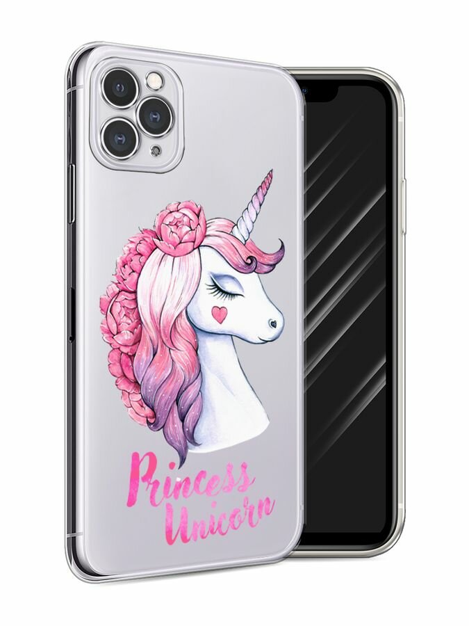 Чехол на Apple iPhone 11 Pro Max / Айфон 11 Про Макс с принтом Princess Unicorn, прозрачный