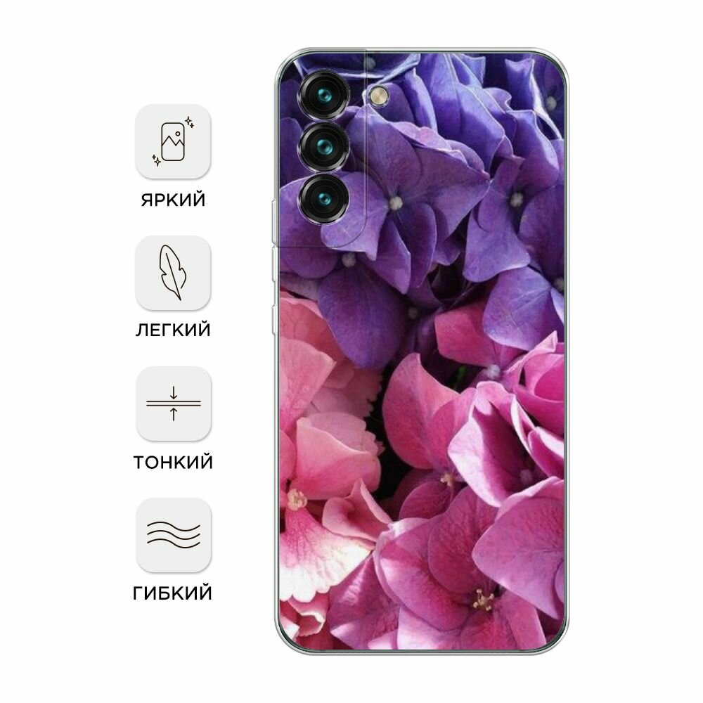 Чехол на Samsung Galaxy S22 / Самсунг Галакси S22 с принтом Гортензии — фото 1