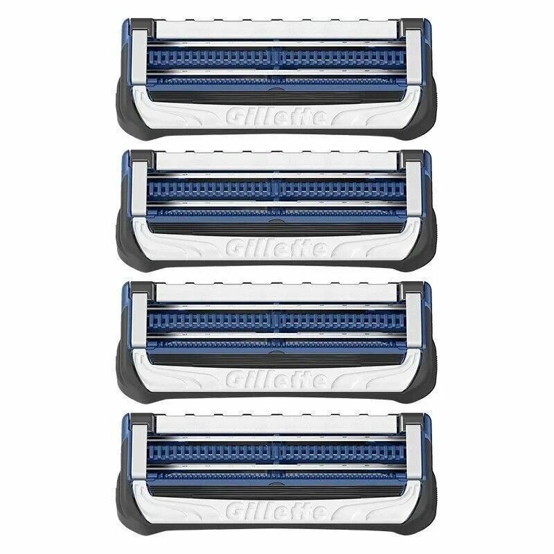 Сменные лезвия Skinguard Sensitive для бритв Gillette 5 лезвий, комплект 4 шт, гелевая полоска с алоэ, для чувствительно — фото 1