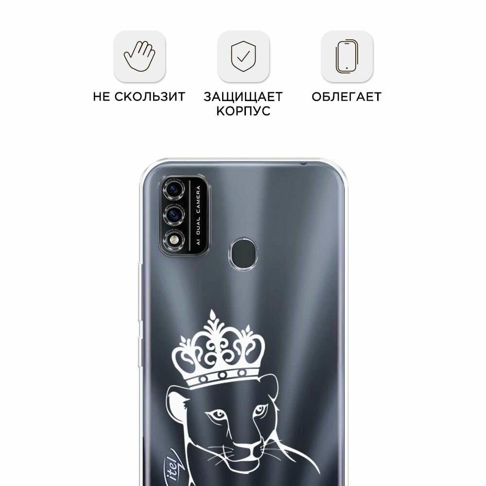 Чехол на Itel A48 / Ител А48 с принтом Львица правительница, прозрачный — фото 1